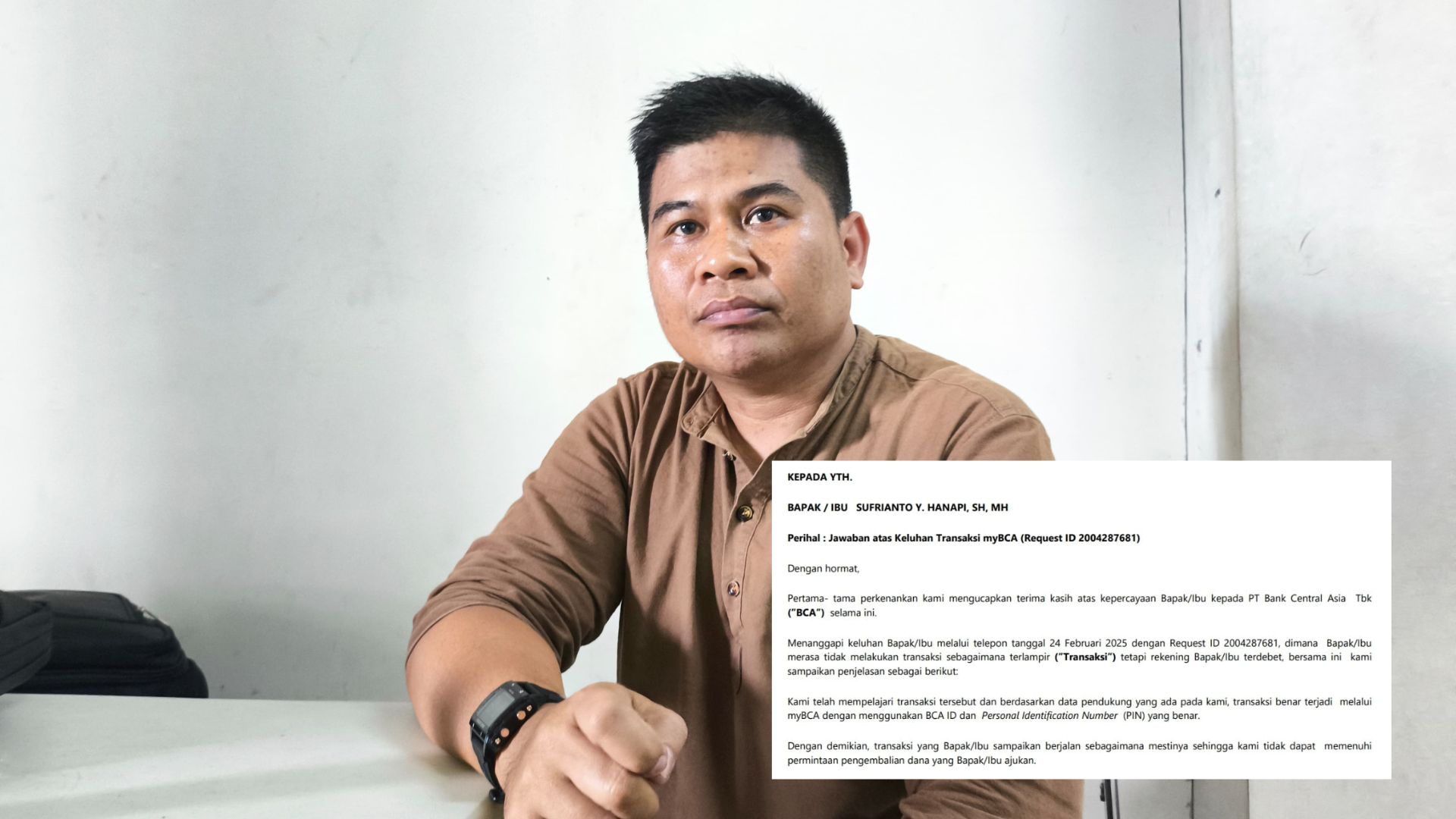 Pengembalian Dana Rp90,6 Juta Ditolak, Anto Hanapi Sebut BCA Tidak ...